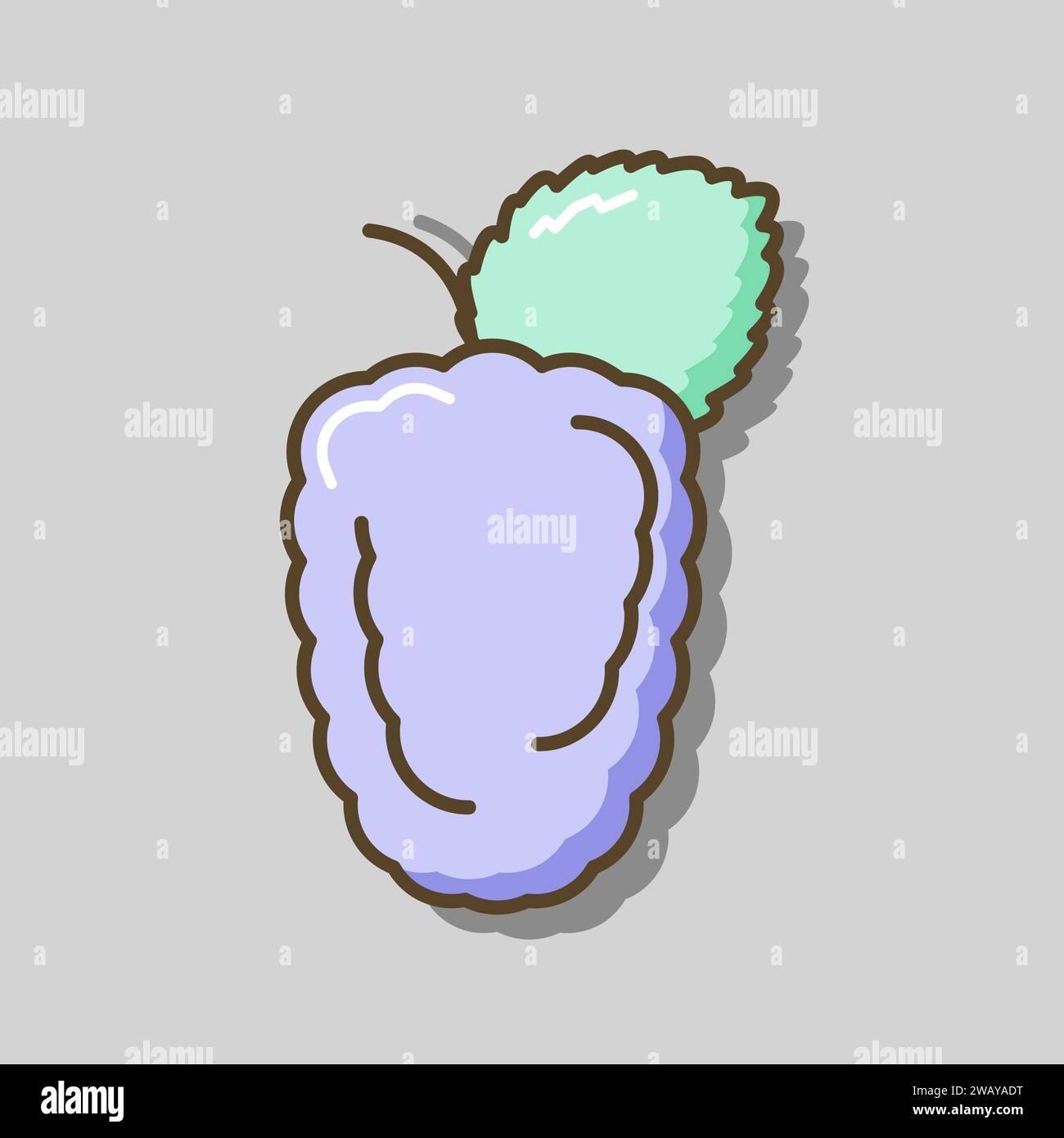 Mulberry fruit with leaves vector icon. Graph symbol for food and ...
