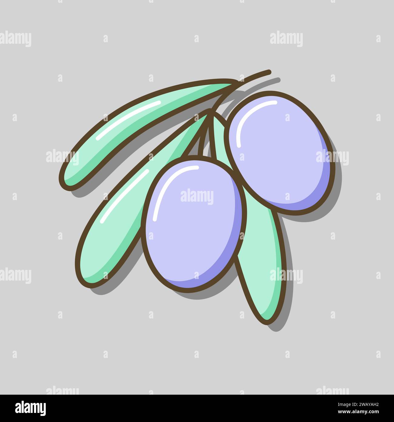 Olive branch, leaves and olives vector icon. Graph symbol for food and ...