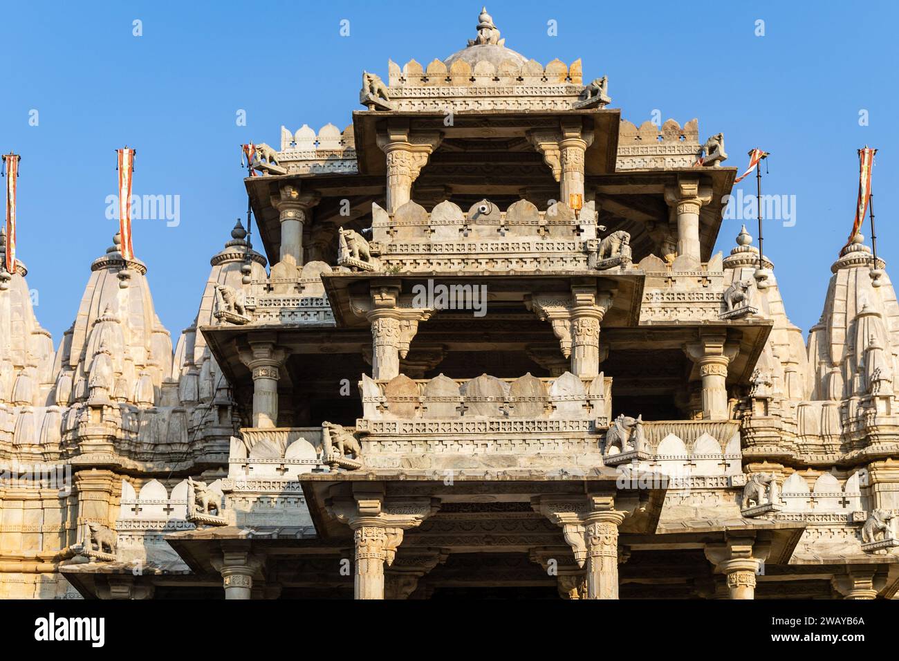 ancient unique temple architecture with bright blue sky at day from ...
