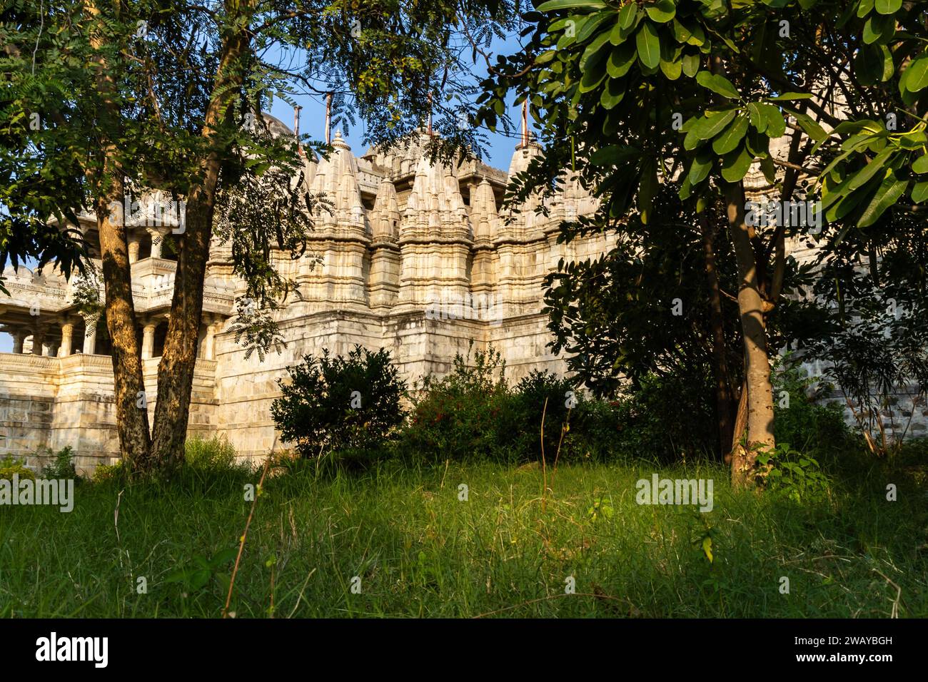 ancient unique temple architecture with bright blue sky at day from ...