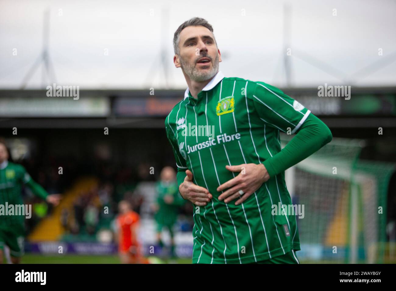 Michael Smith of Yeovil Town celebrates Yeovil going one nil up during ...
