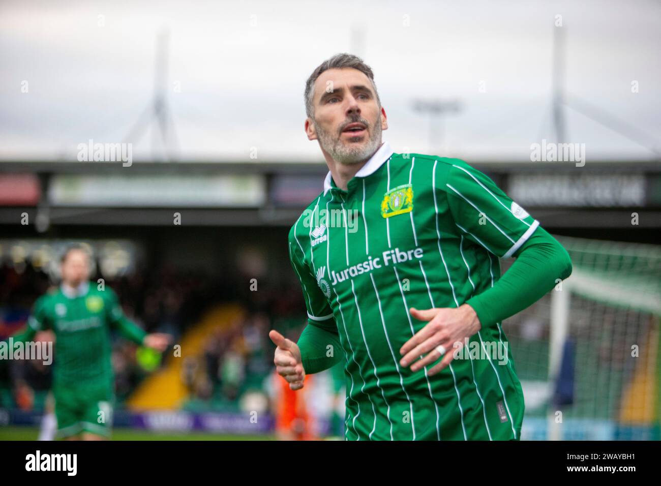 Michael Smith of Yeovil Town celebrates Yeovil going one nil up during ...