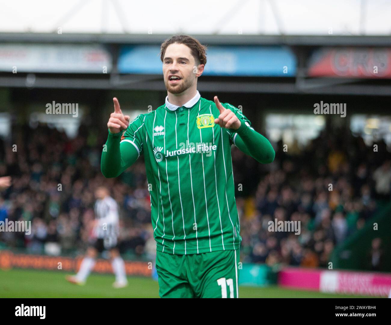 Jordan Young of Yeovil Town celebrates putting Yeovil one nil up during ...