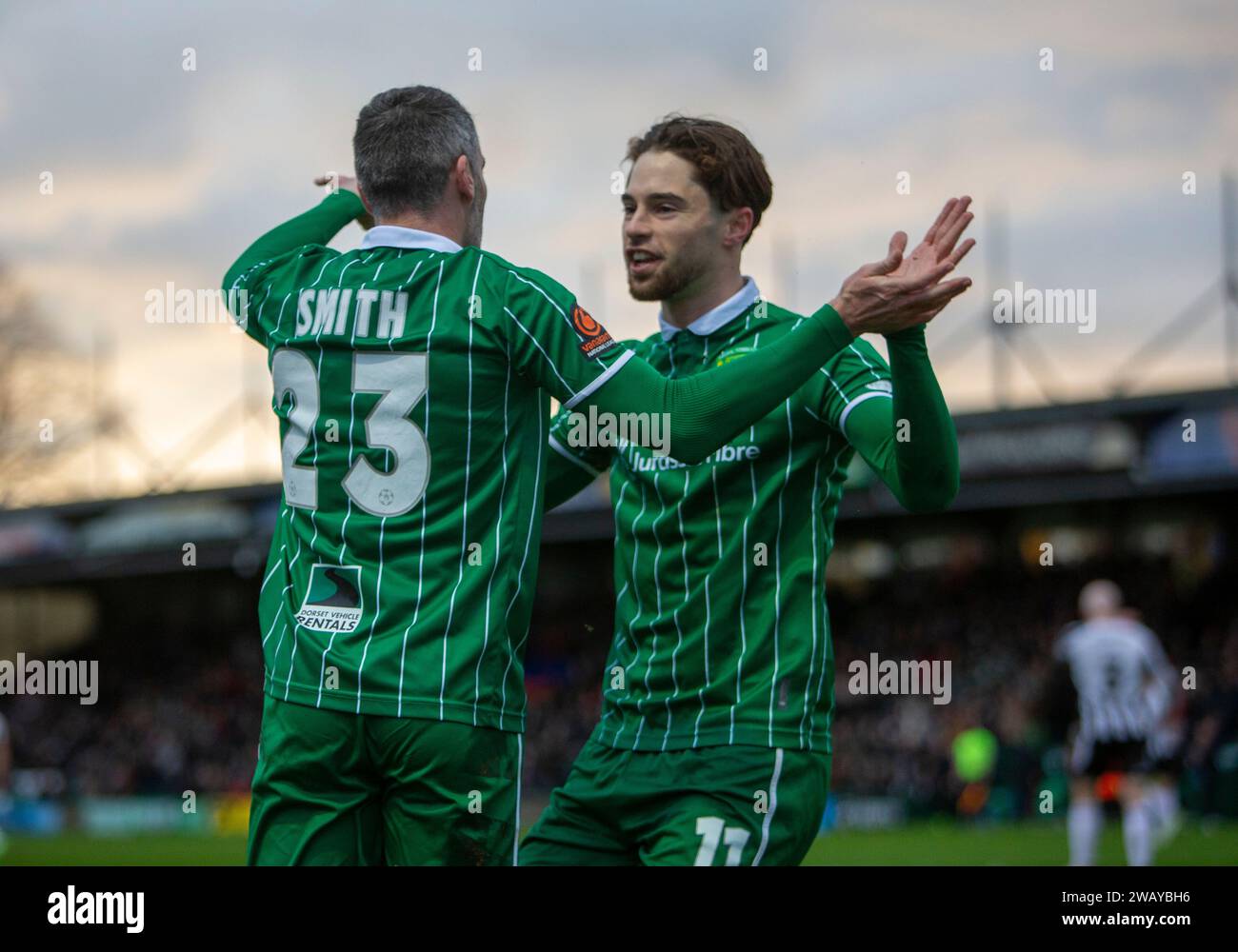 Jordan Young of Yeovil Town celebrates putting Yeovil one nil up during ...