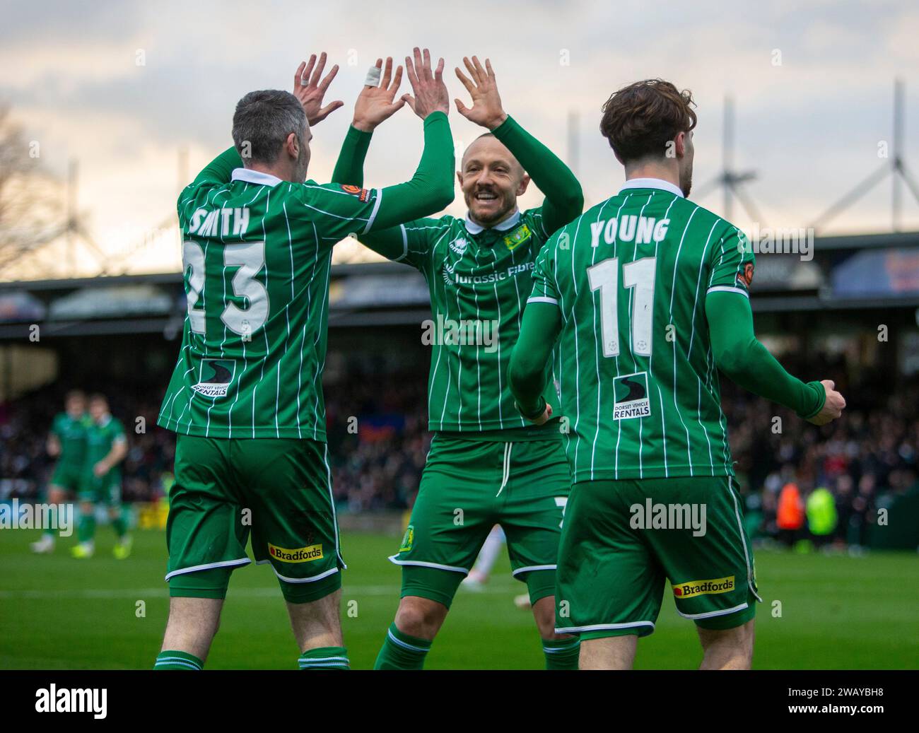 Jordan Young of Yeovil Town celebrates putting Yeovil one nil up during ...