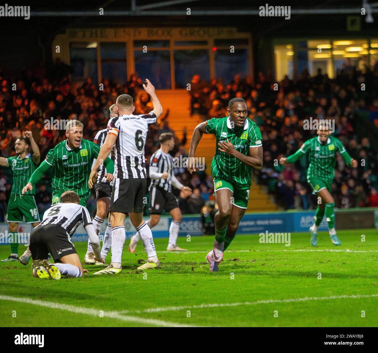 Frank Nouble of Yeovil Town scores Yeovil’s second during the National ...