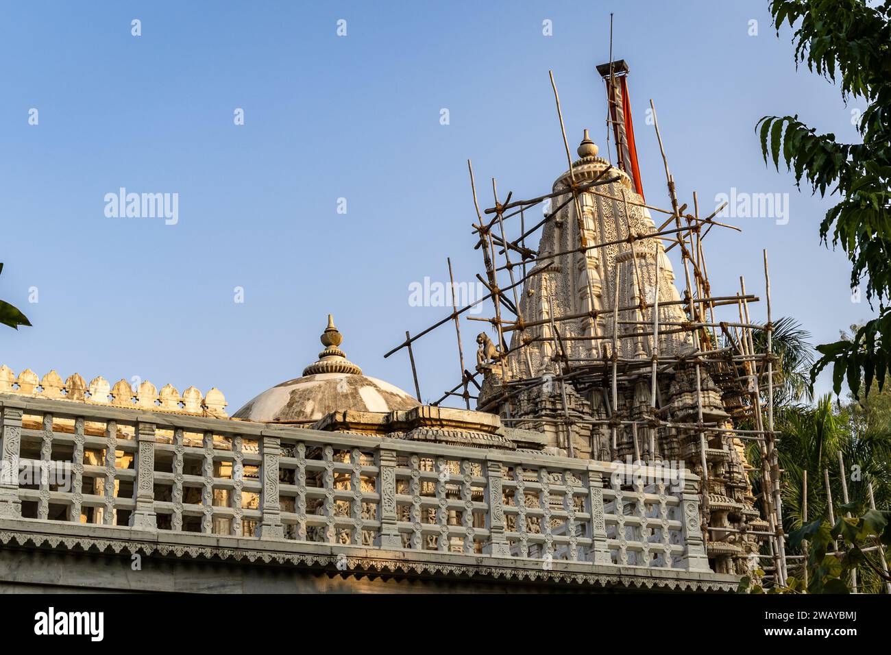 ancient unique temple architecture with bright blue sky at day from ...