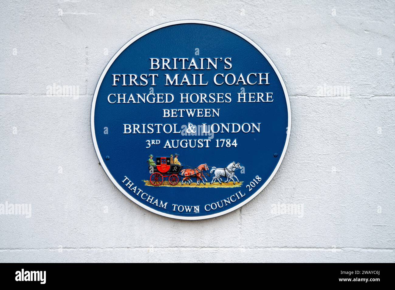 Britain's First Mail Coach Blue Commemorative Sign on the Kings Head ...