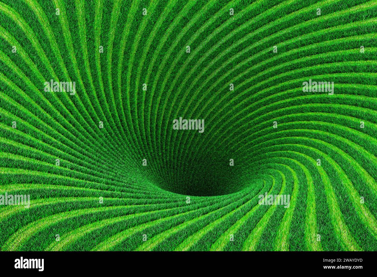 Grassy striped spiral abstract tunnel background. Optical illusion ...