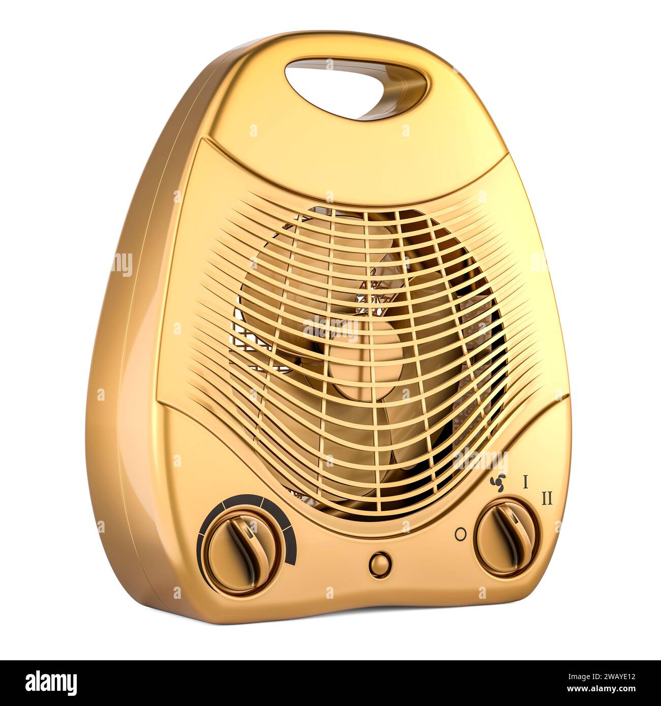 Golden Fan Heater, 3D rendering isolated on white background Stock ...