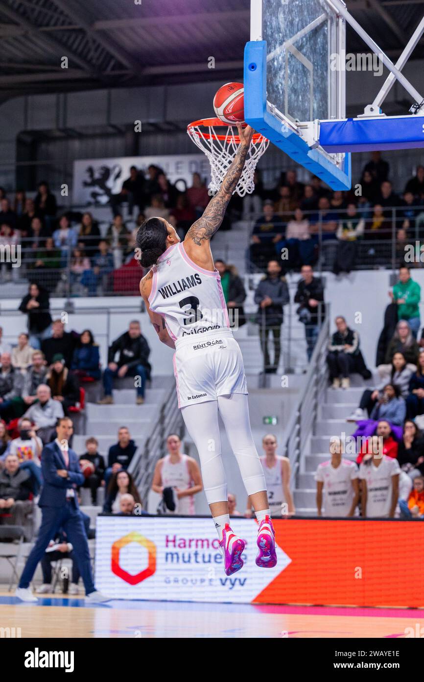 Lyon, France. 07th Jan, 2024. Gabby Williams (3) from ASVEL in action ...