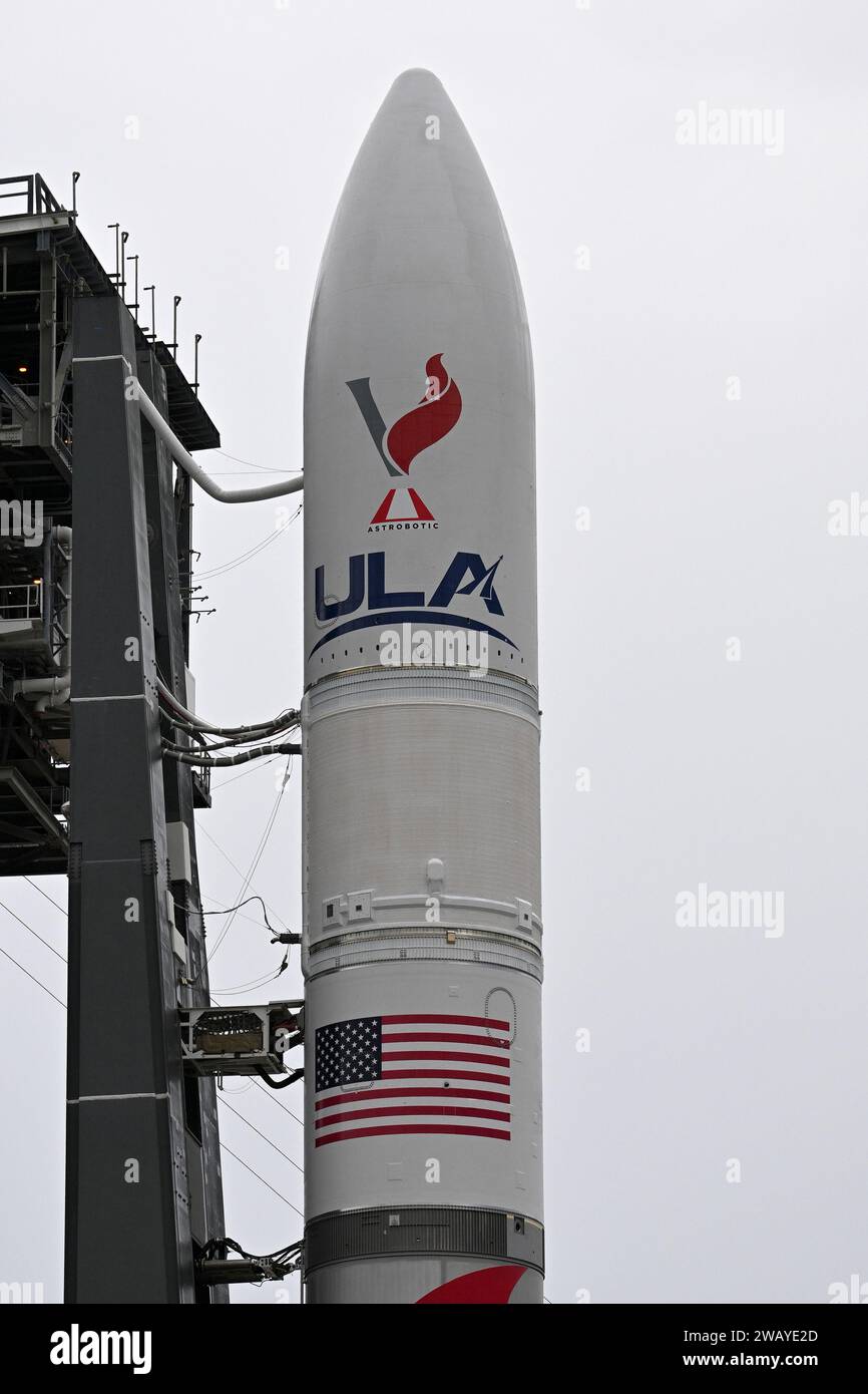 Cape Canaveral, Florida, USA. 07th Jan, 2024. A United Launch Alliance (ULA) Vulcan rocket is ...