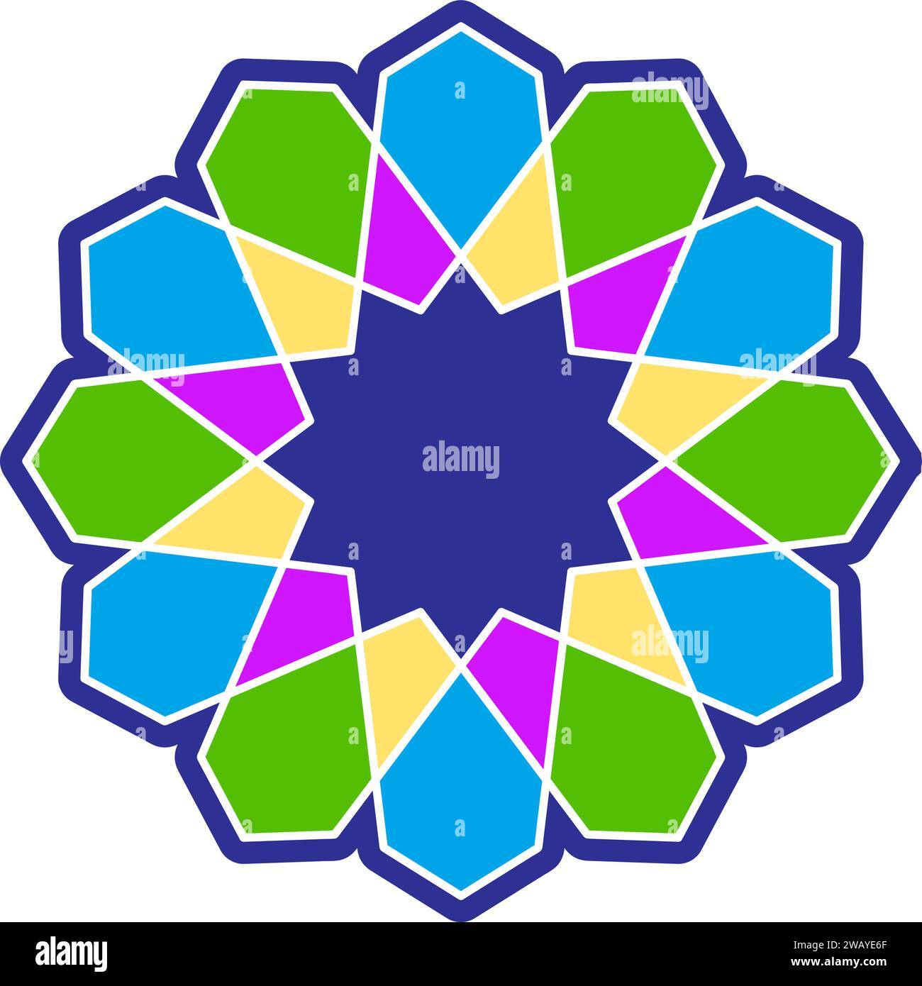 Simple abstract flat mandala design. It is also an Islamic round design ...