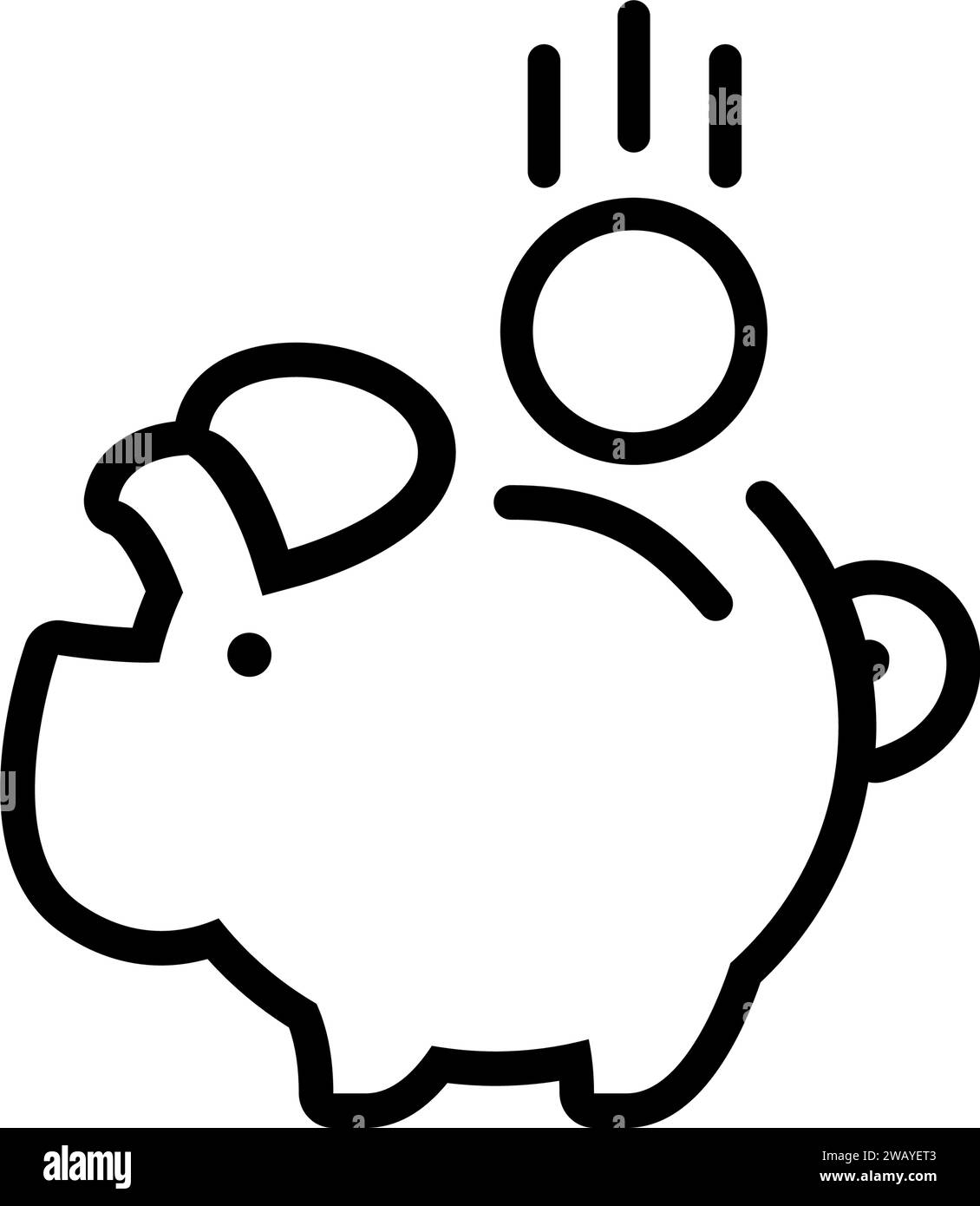 piggy bank icon with coin symbol, made in line style Stock Vector Image ...