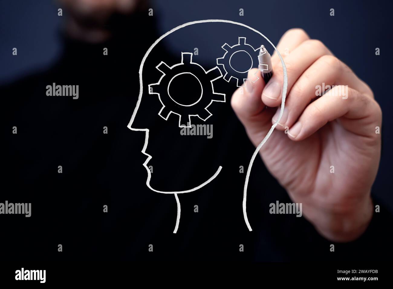 Gear head. Brain, work, consciousness concept. Mental activity in ...