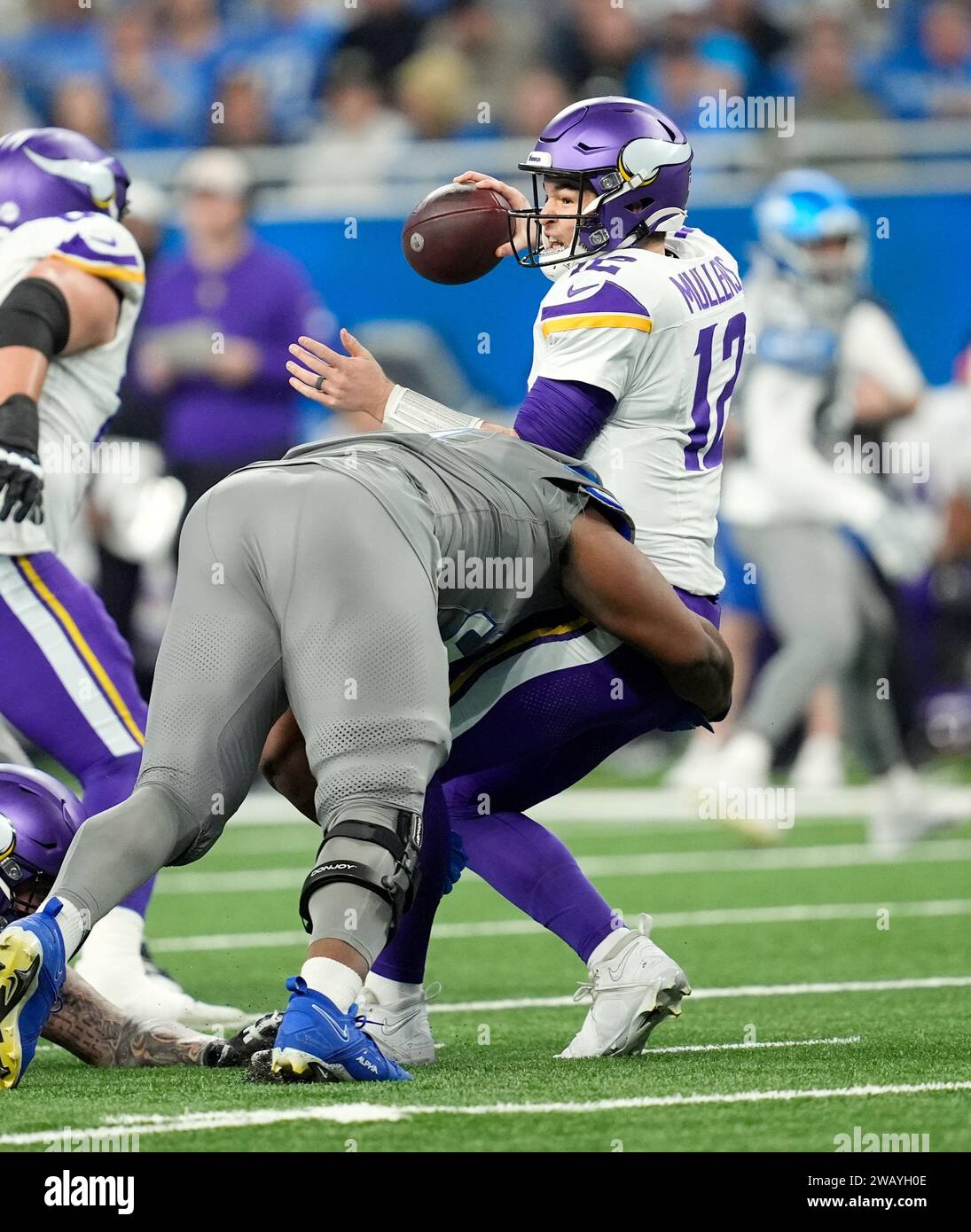 Detroit Lions defensive tackle Alim McNeill forces an incomplete pass ...