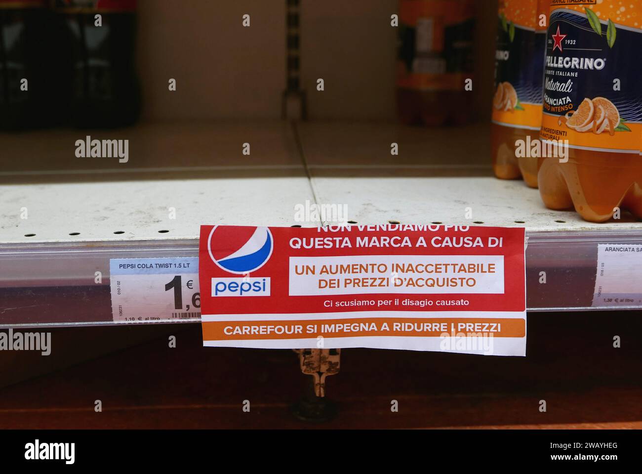 A note about a PepsiCo product seen in a Carrefour supermarket in Rome ...