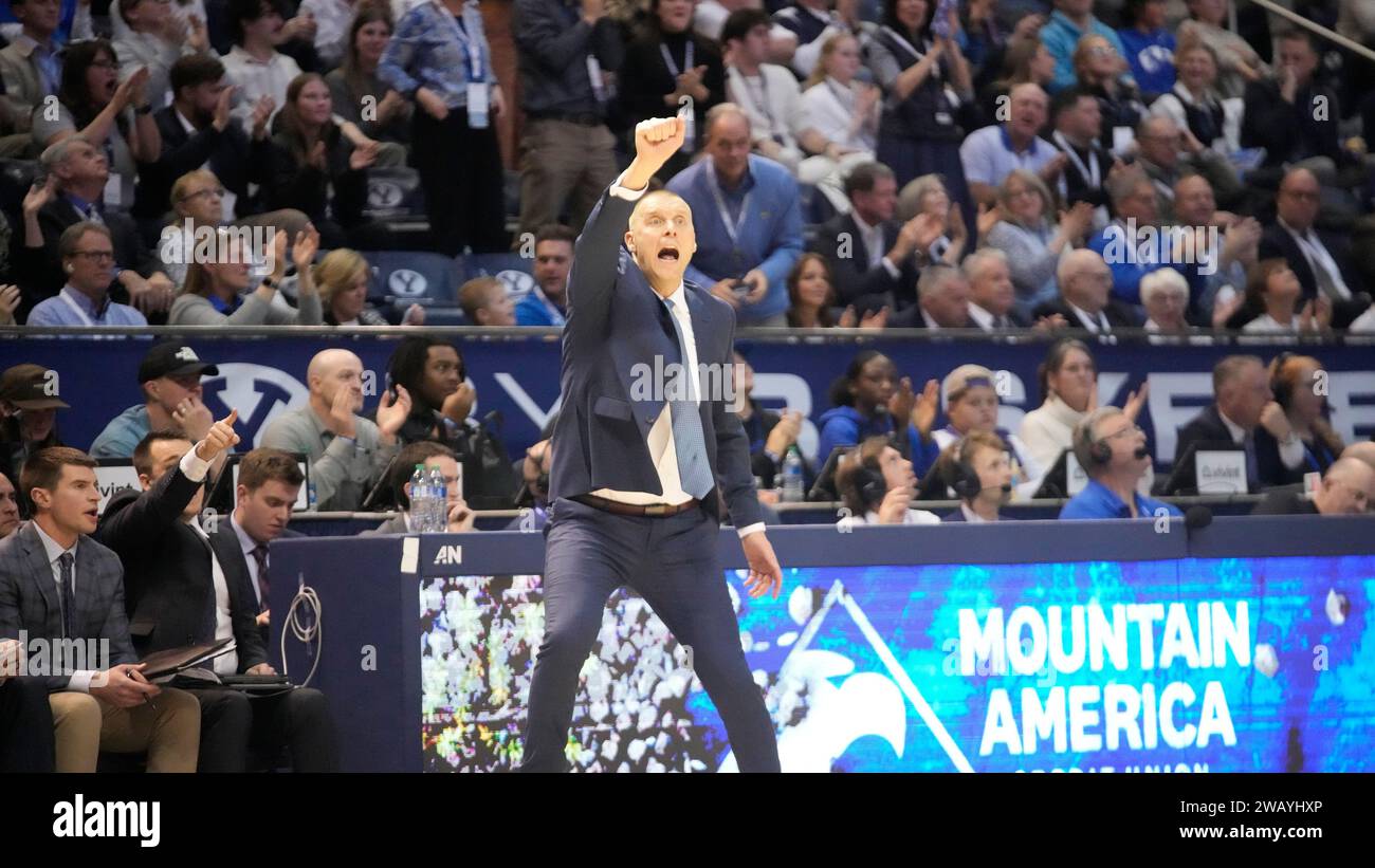 BYU head coach Mark Pope reacts during the first half of an NCAA ...