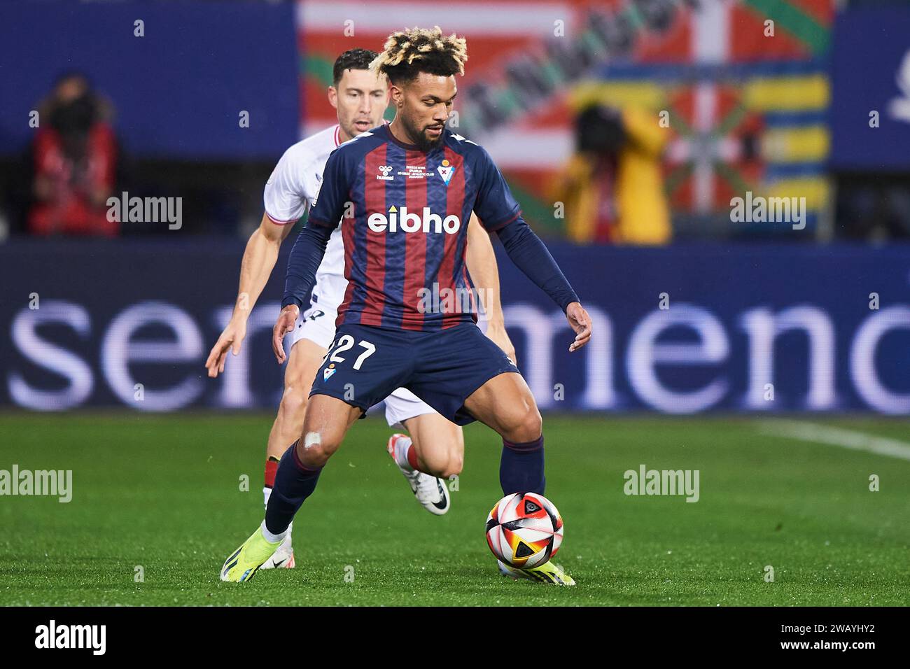 San Sebastian, Spain. 07th Jan, 2024. Konrad de la Fuente of SD Eibar ...