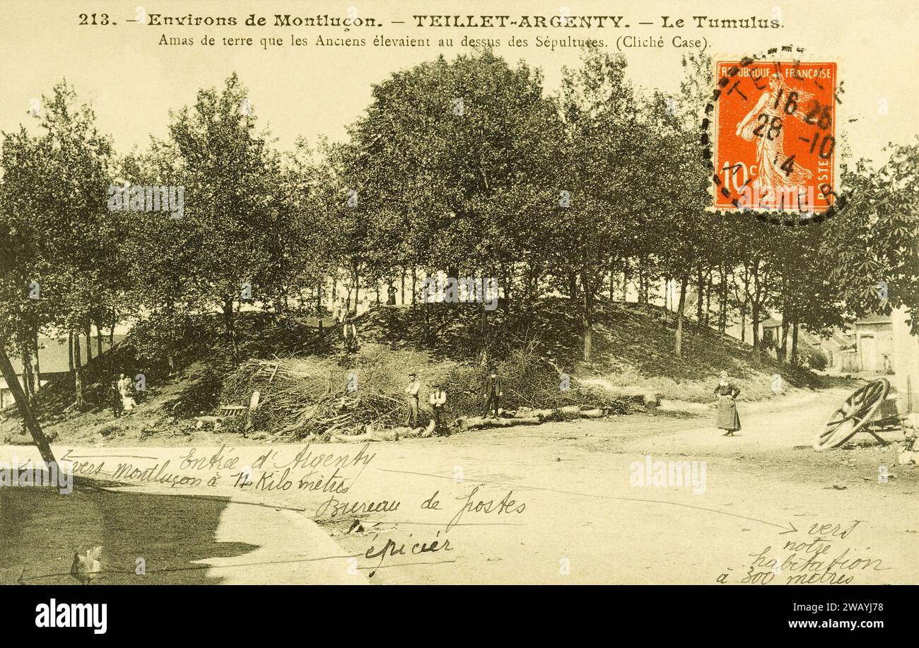Le Tumulus, Teillet-Argenty, France - OLD POSTCARD Stock Photo - Alamy