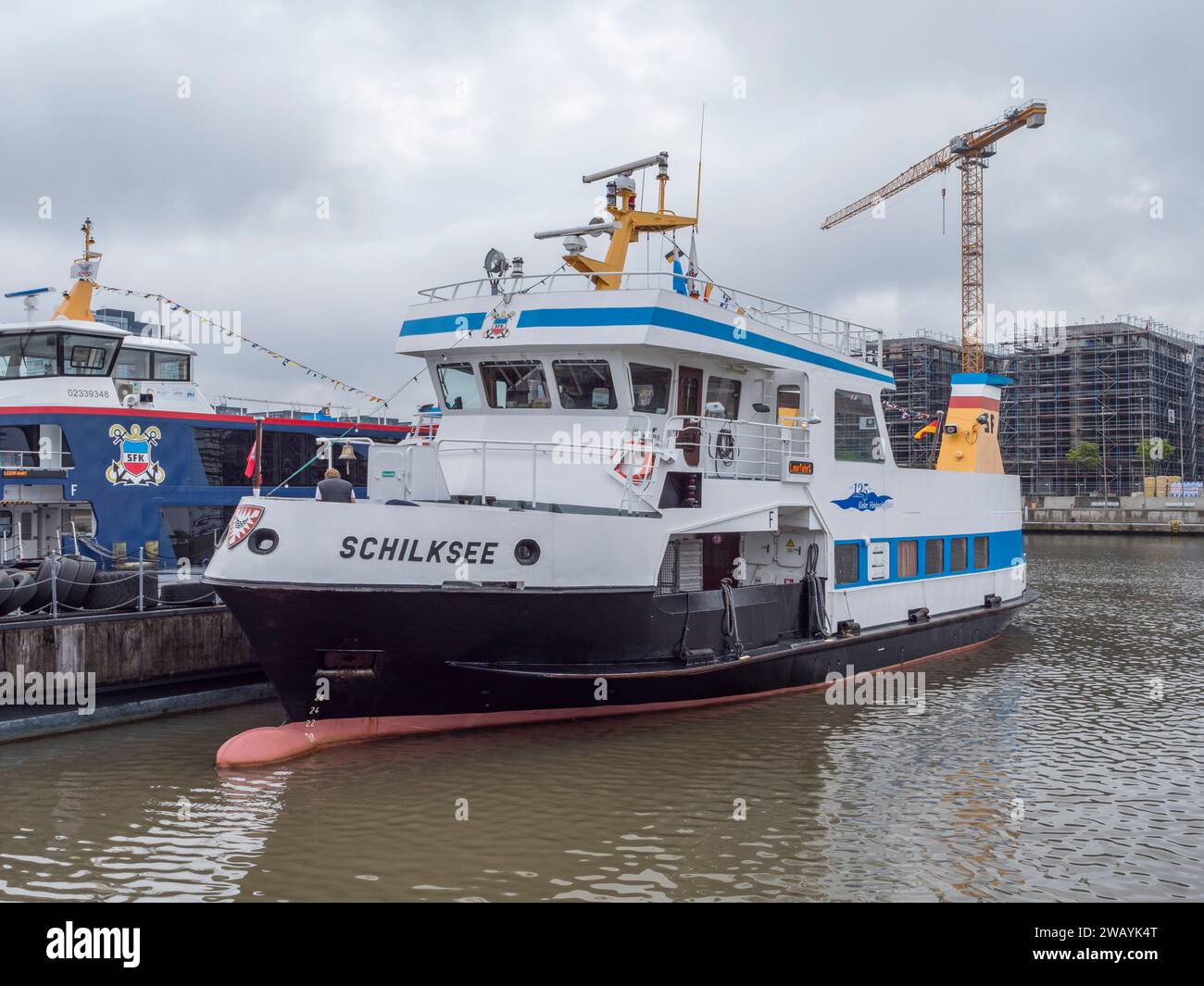 The Schilksee tourist tour boat in the harbour in Kiel, Germany Stock ...