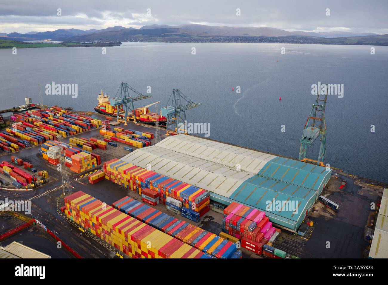 Storage containers ready for transportation of export goods from port ...