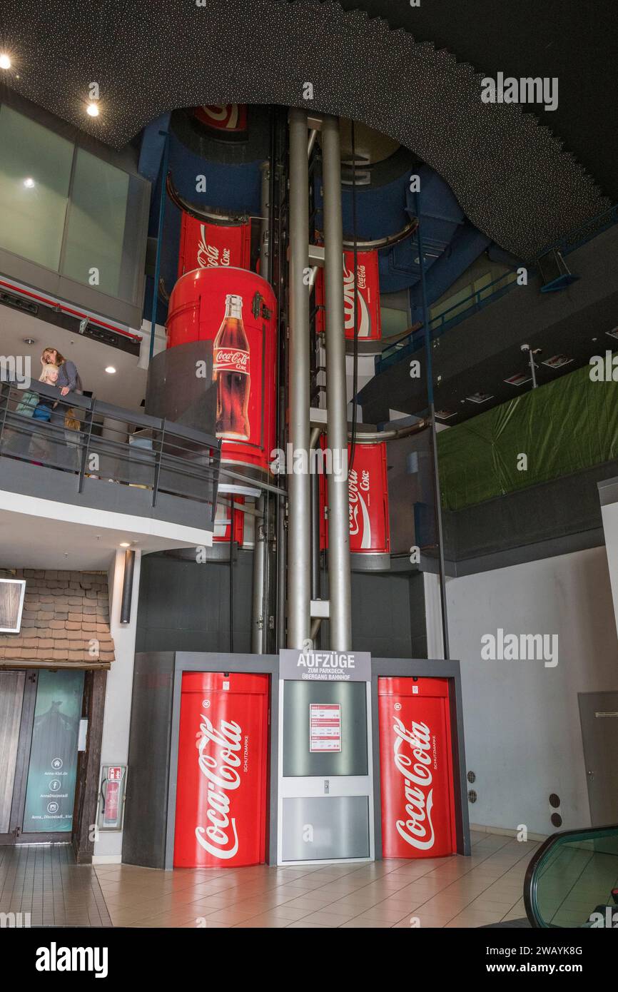 Coca Cola sponsored passenger lift inside Kiel Hauptbahnhof (mainline ...