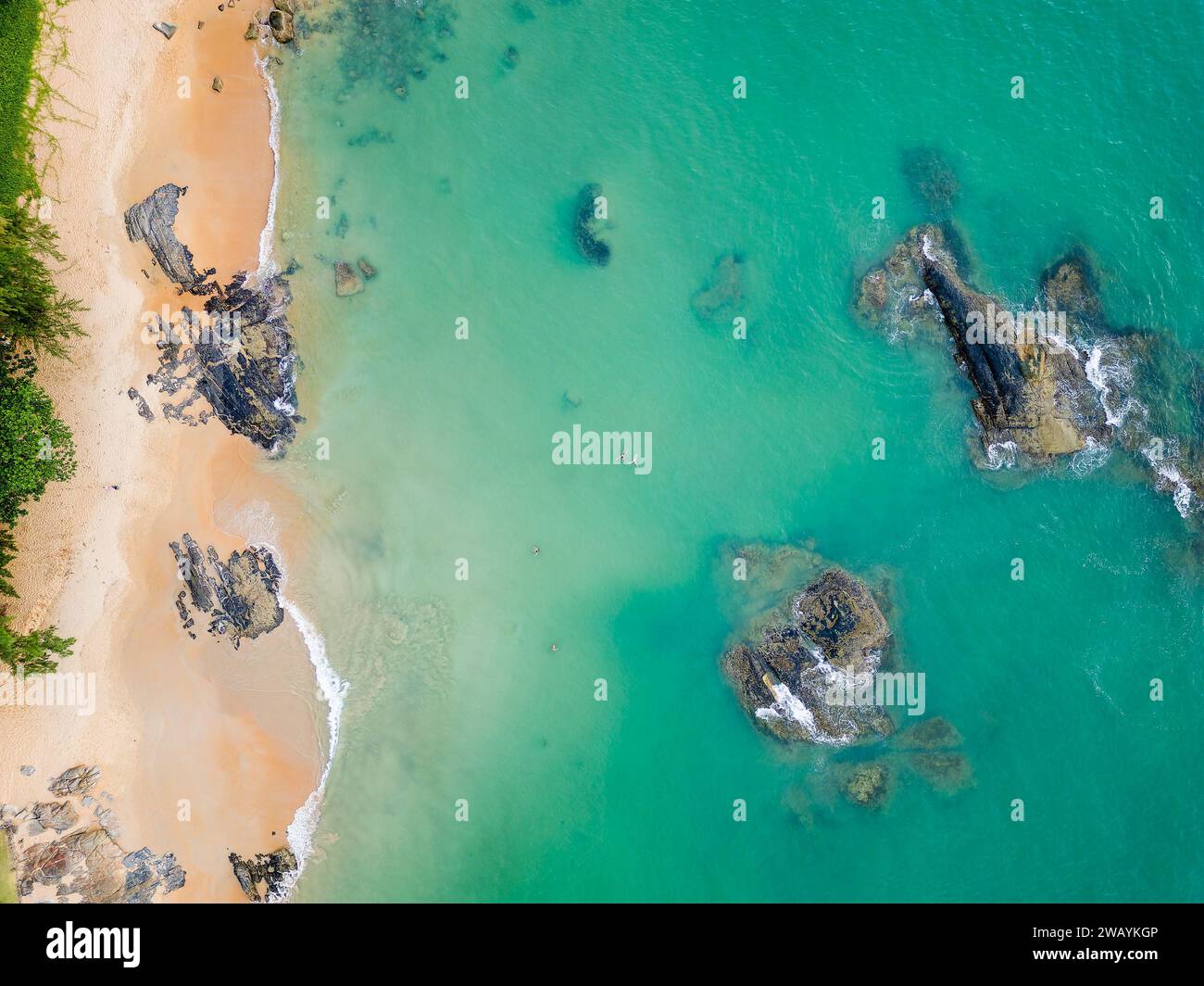 Top down view of a tropical beach and ocean (Andaman Sea Stock Photo ...