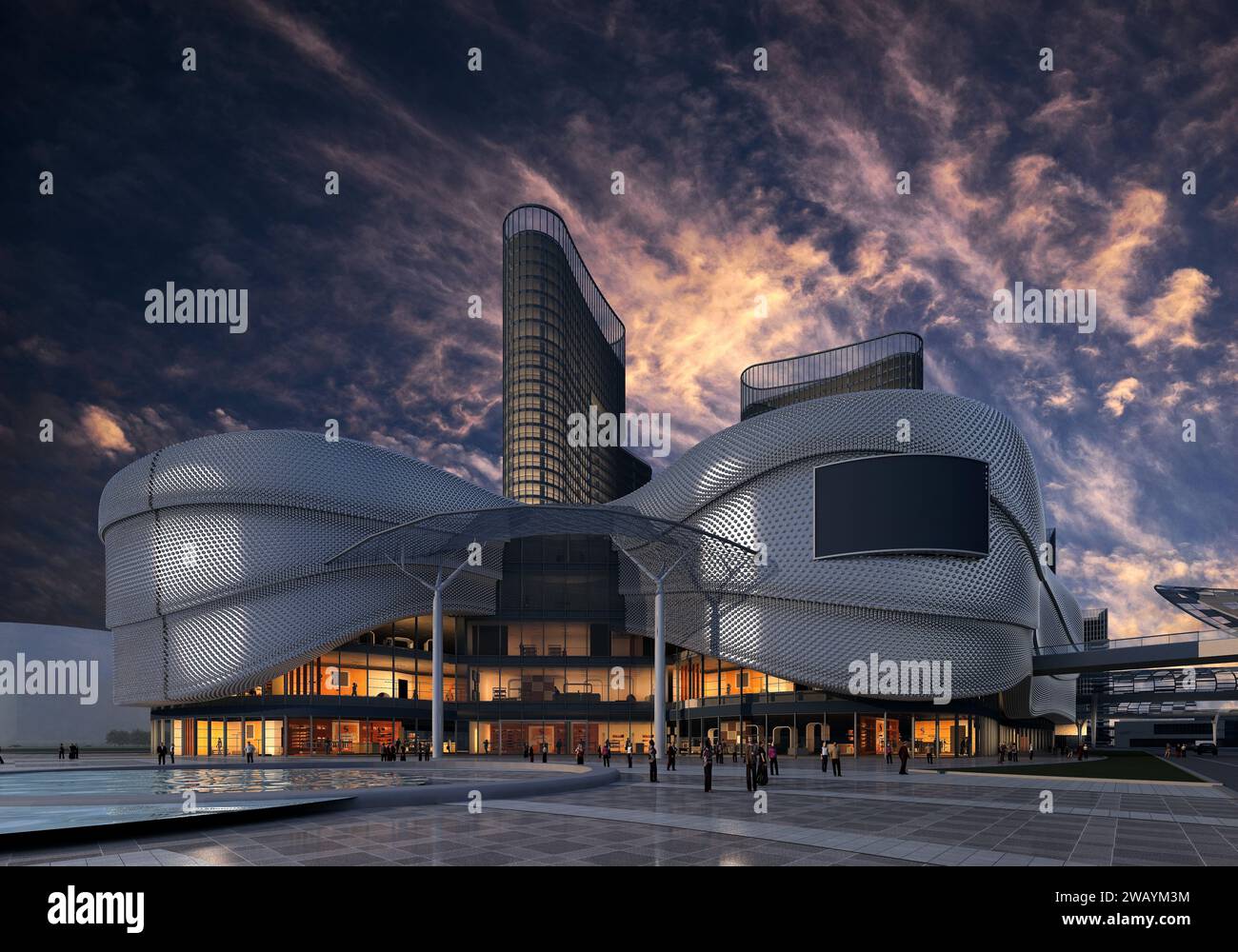 3d render of skyscrapers and shopping mall exterior view Stock Photo ...
