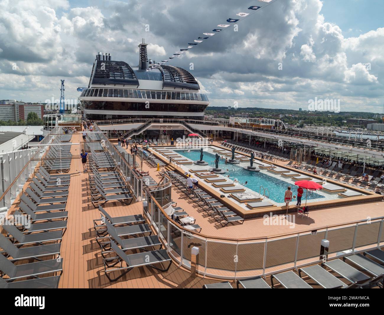 Daytime view of the main pool deck (the Atmosphere Pool) on the MSC ...