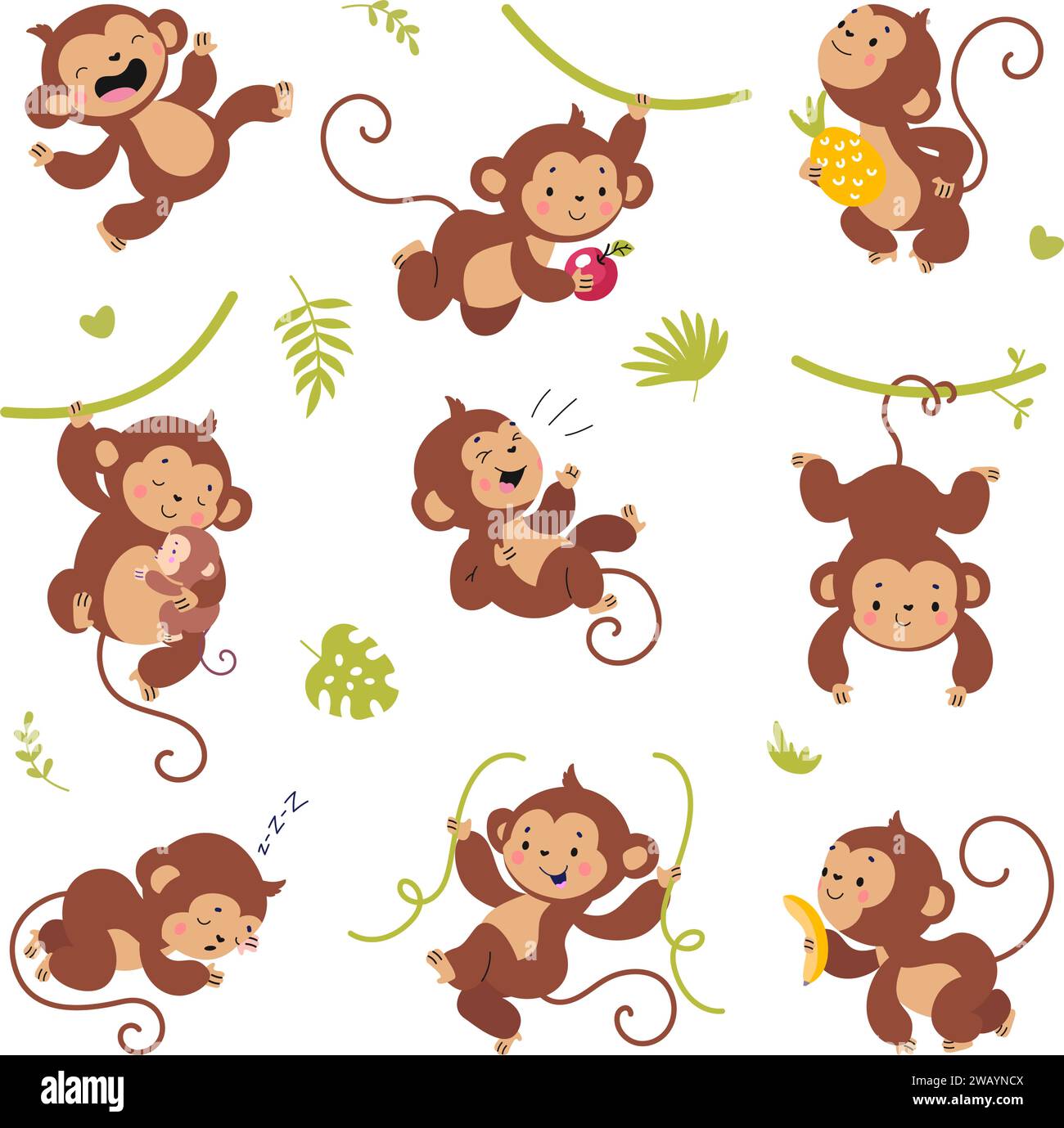 Monkey cartoon hanging hi-res stock photography and images - Alamy