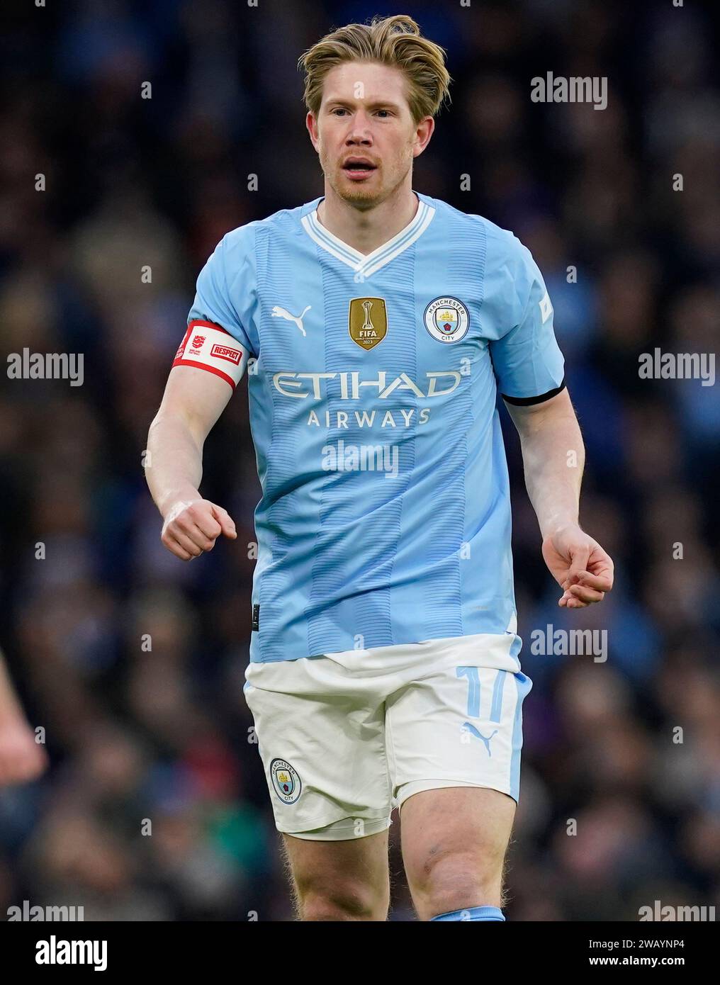 MANCHESTER, UK. 7th Jan, 2024. Kevin De Bruyne of Manchester City ...