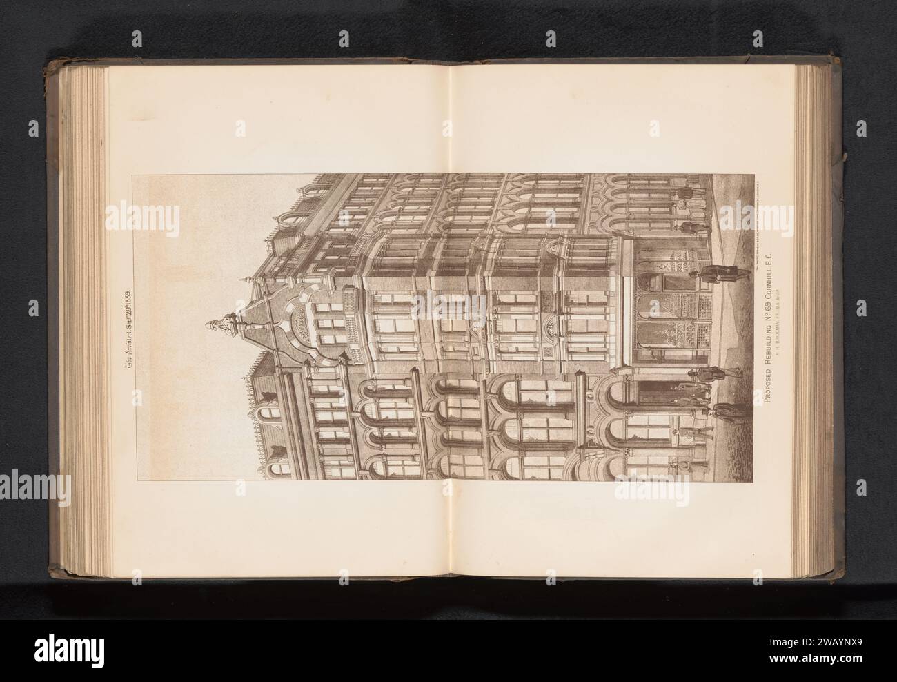 Reproduction of a design of a building plan for Cornhill 69 in London ...
