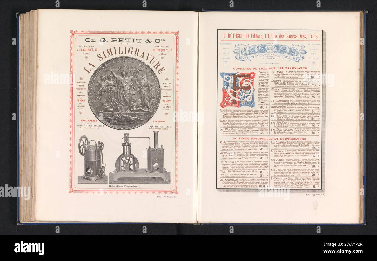 Advertisement with a memorial medal and steam engines, c. 1871 - In or ...