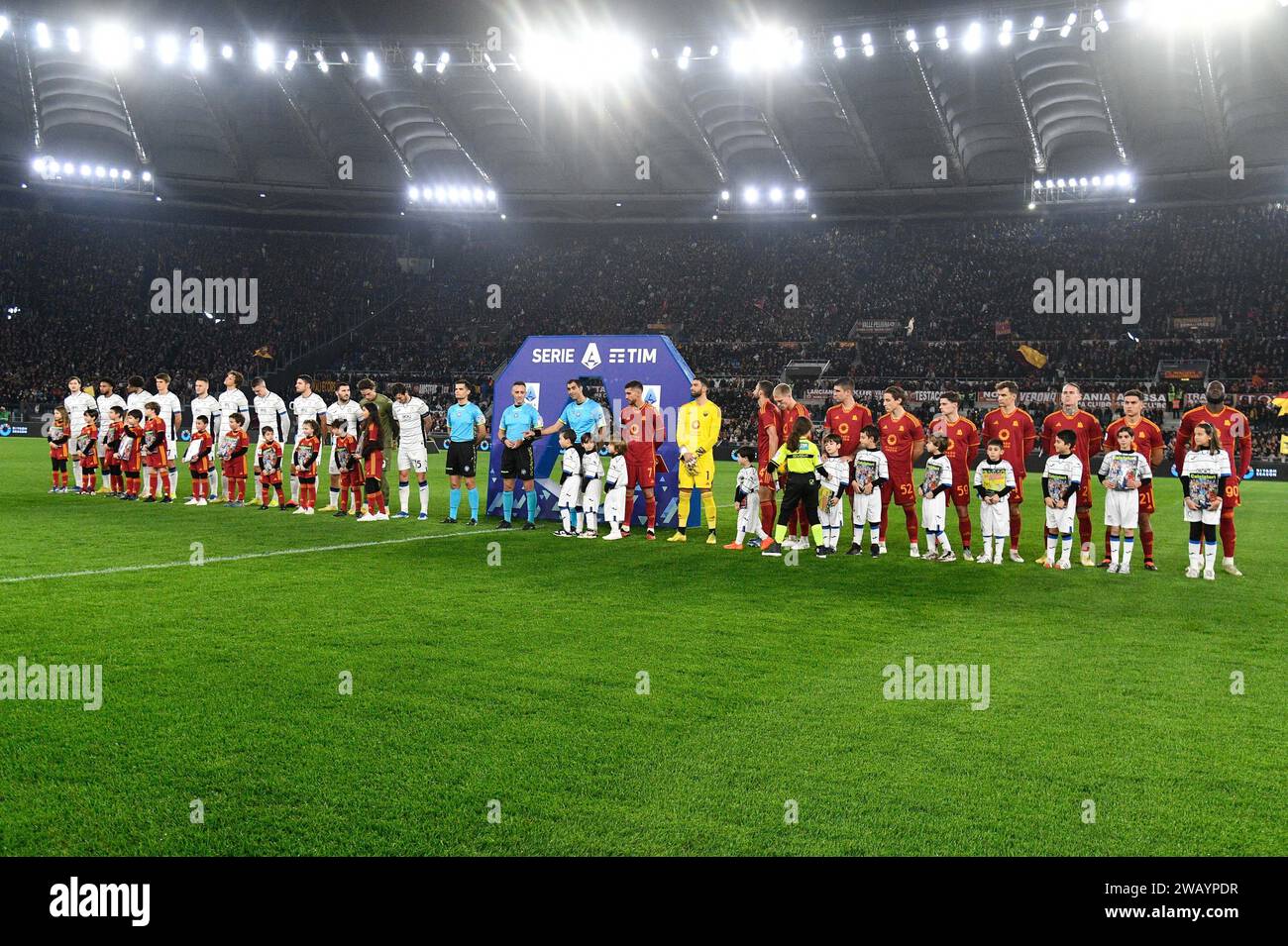 Rome, Italy. 07th Jan, 2024. Line up during the Italian Football ...