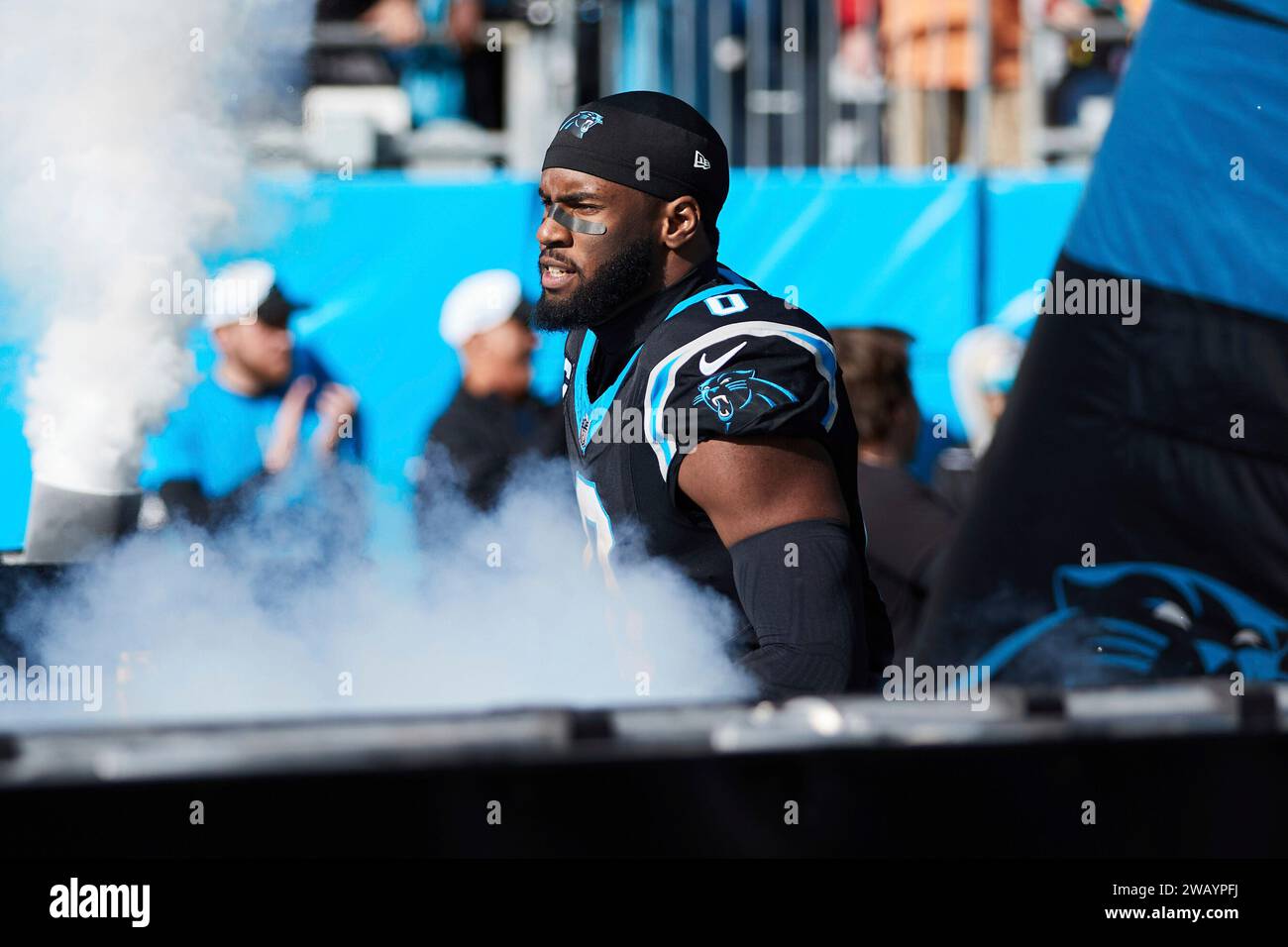 Carolina Panthers linebacker Brian Burns (0) takes the field prior to ...