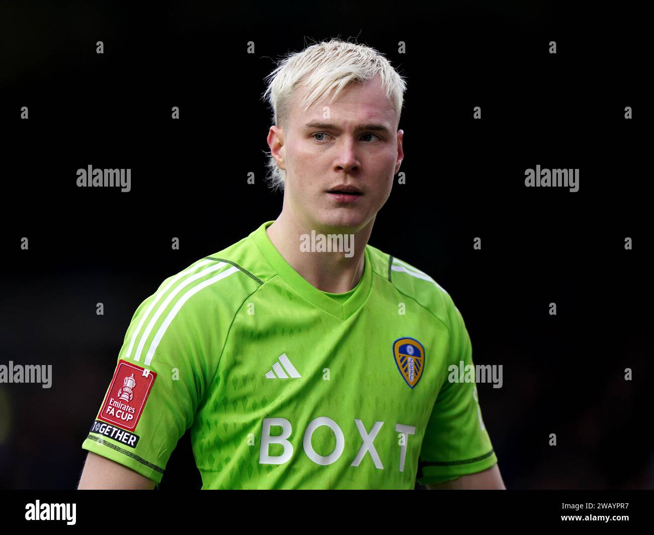 Leeds United goalkeeper Kristoffer Klaesson during the Emirates FA Cup ...
