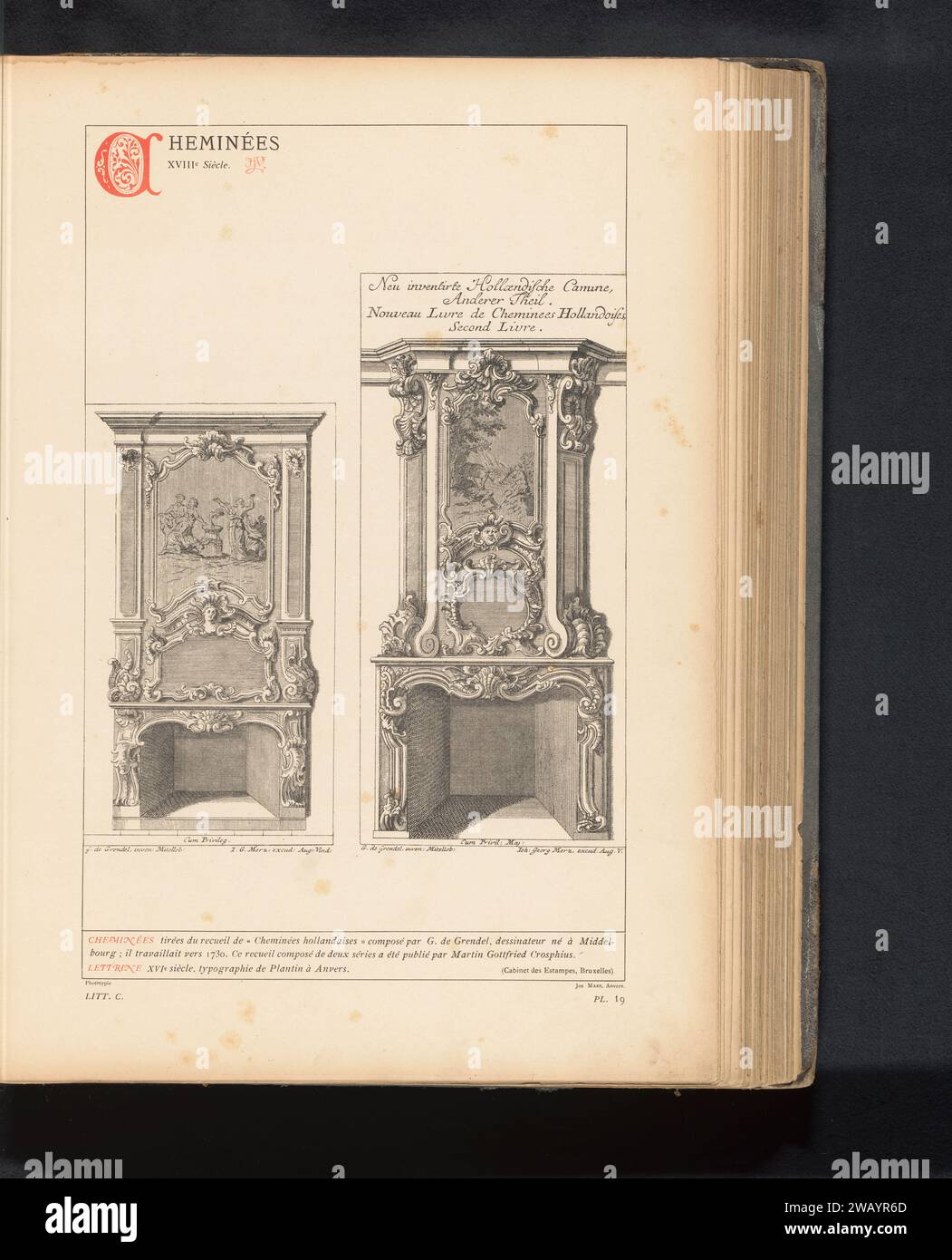 Reproduction of two designs of chimneys by Gerrit de Grendel, Anonymous ...