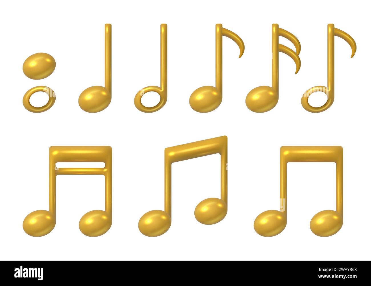 Music symbols. Classical music golden notes in realistic decent vector ...