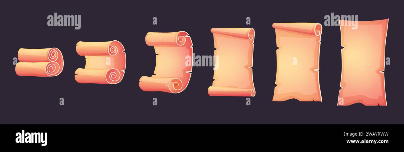 Old paper scroll open process. Ancient manuscript, document or letter ...