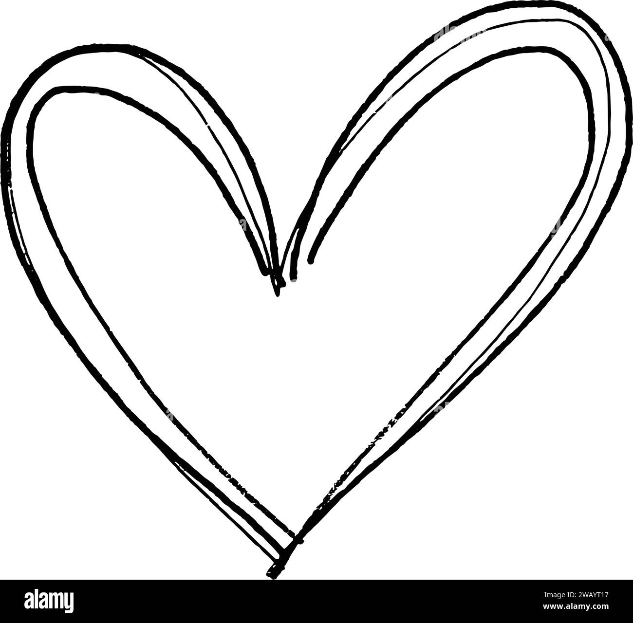 Heart symbol icon, hand drawn element of love and romantic doodle art ...