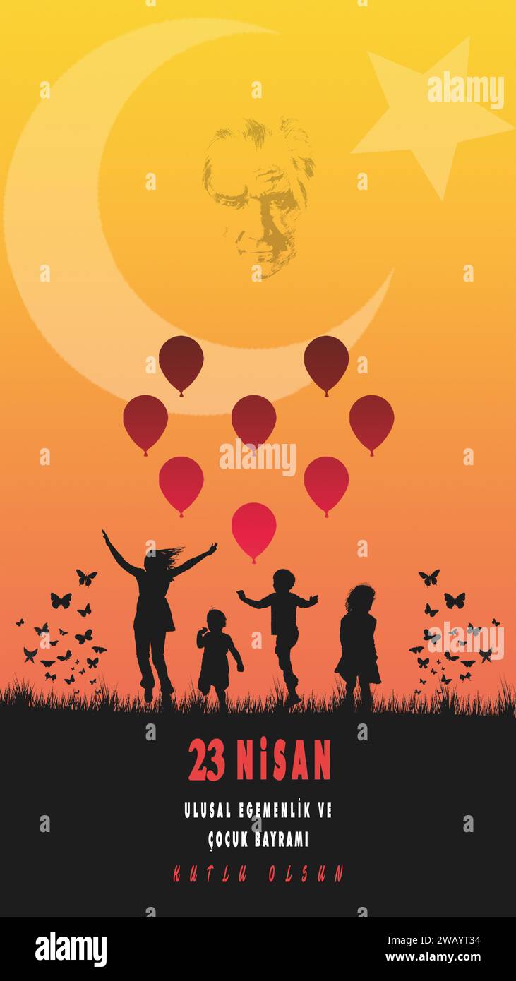 23 Nisan Ulusal Egemenlik ve Cocuk Bayrami or A vibrant graphic for ...