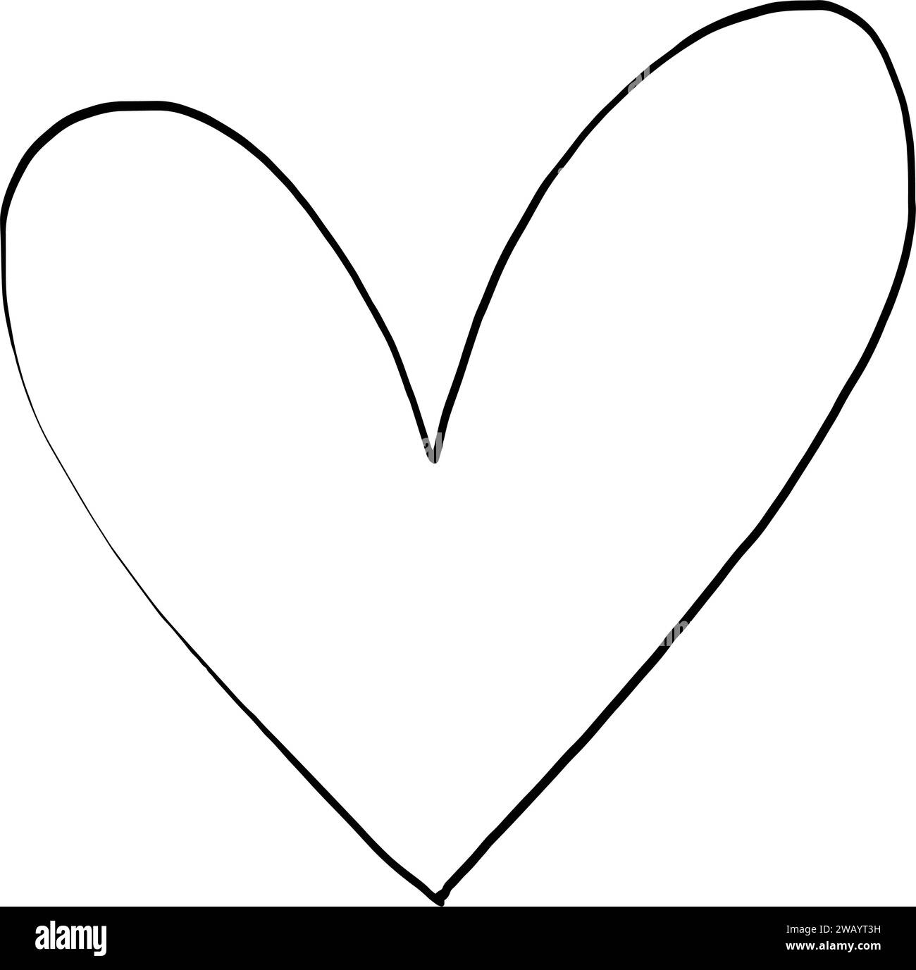 Heart symbol icon, hand drawn element of love and romantic doodle art ...