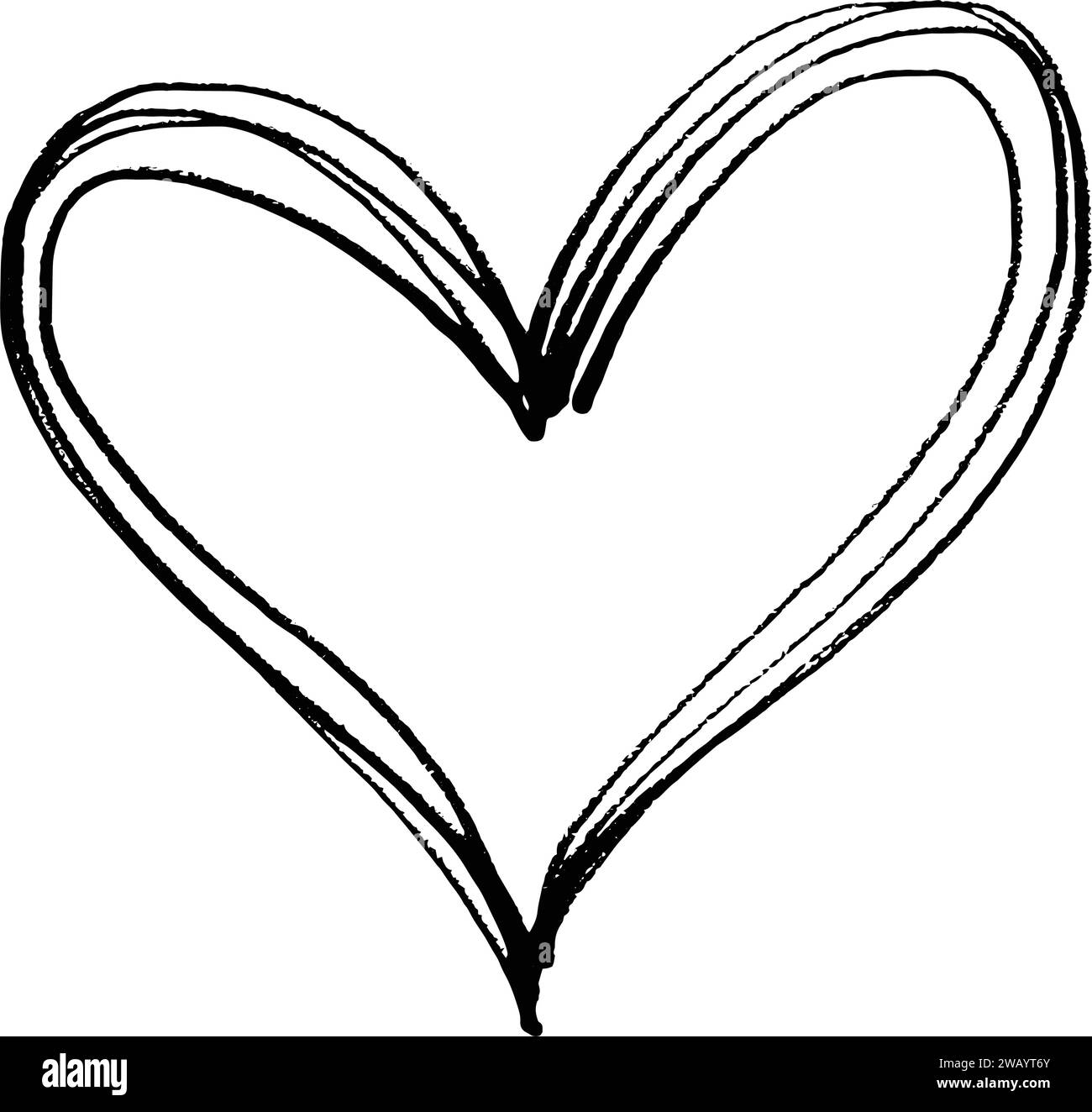 Heart symbol icon, hand drawn element of love and romantic doodle art ...