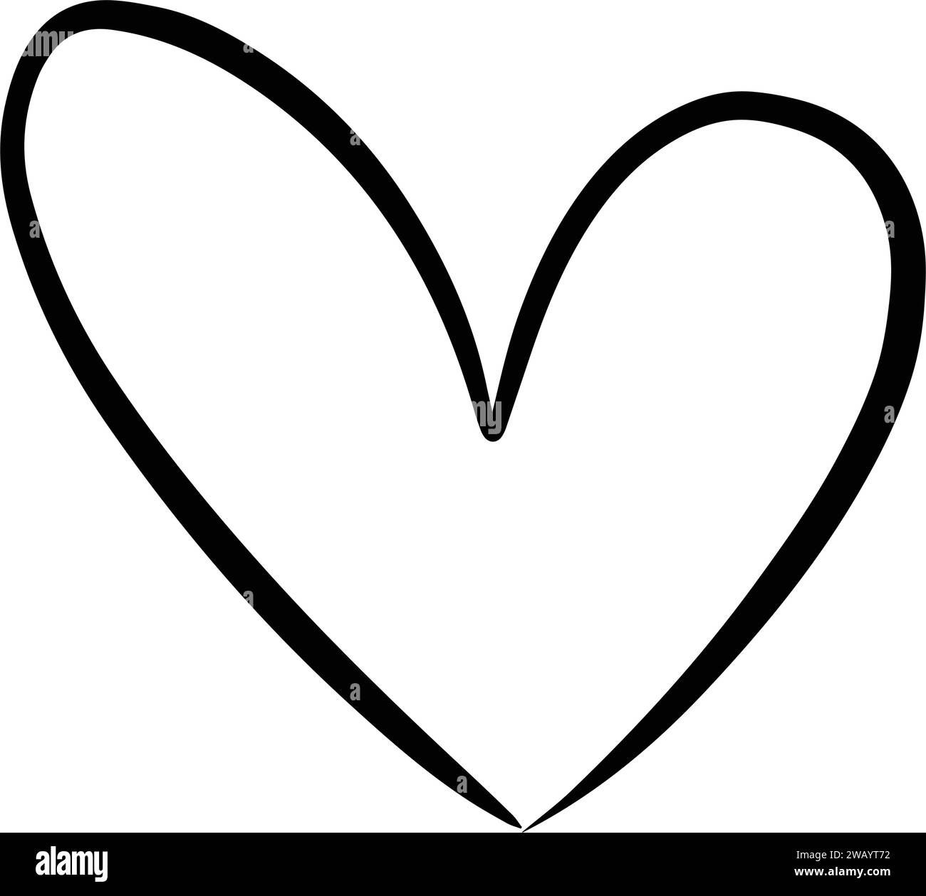 Heart symbol icon, hand drawn element of love and romantic doodle art ...