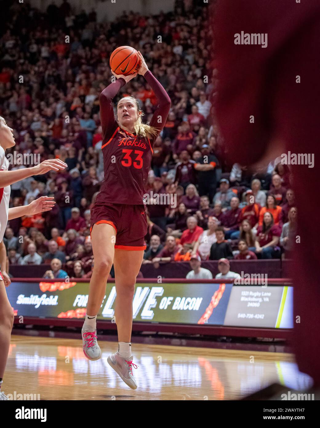 Virginia Tech's Elizabeth Kitley shoots the ball during the second half ...