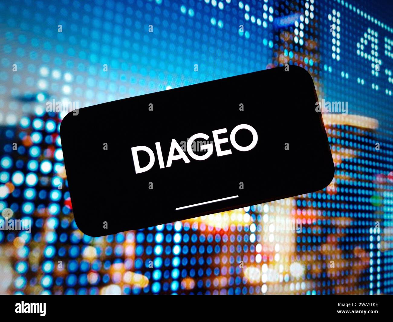 Konskie, Poland - January 07, 2024: Diageo company logo displayed on ...