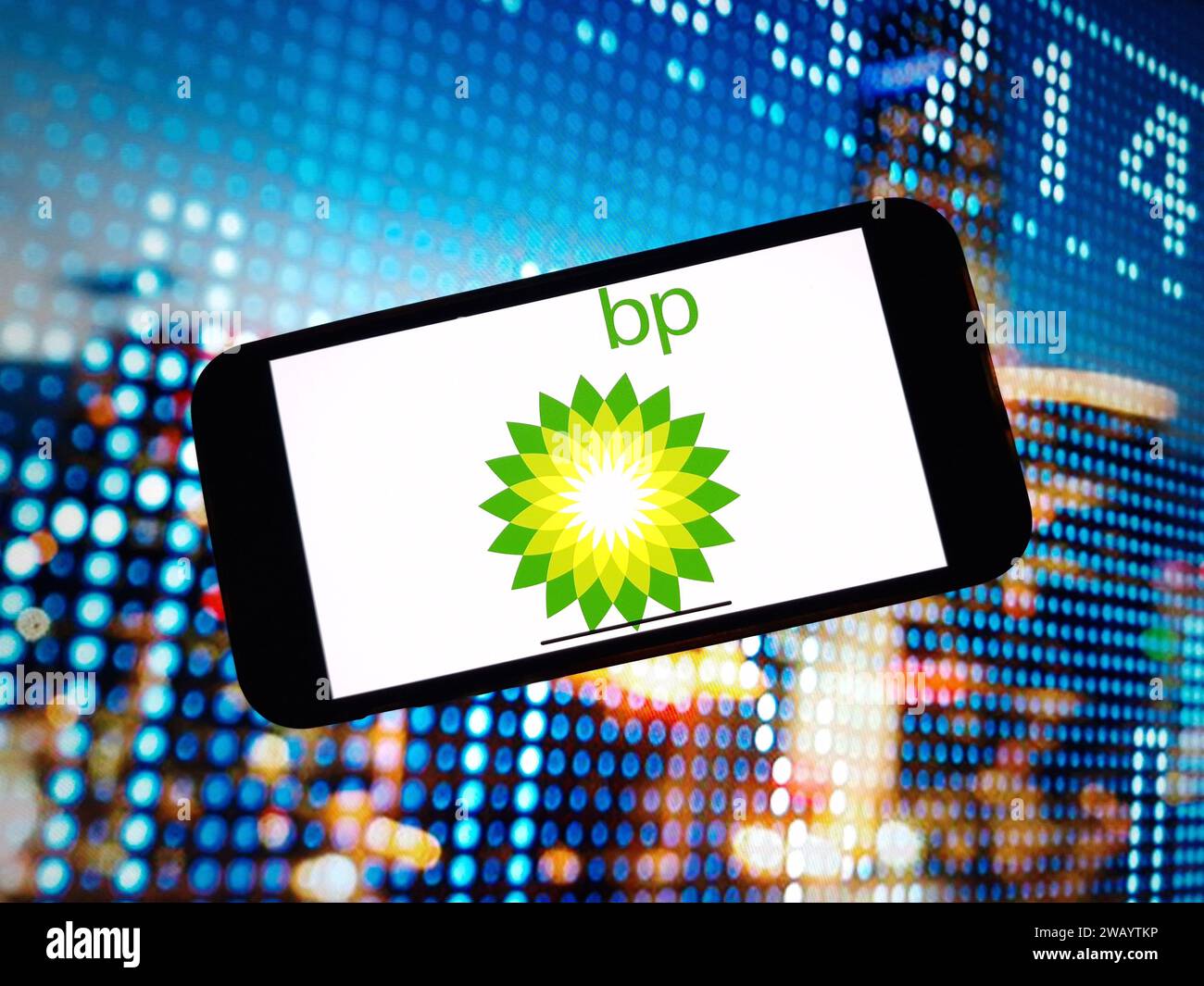 Konskie, Poland - January 07, 2024: BP company logo displayed on mobile ... Konskie, Poland - January 07, 2024: BP company logo displayed on mobile ...