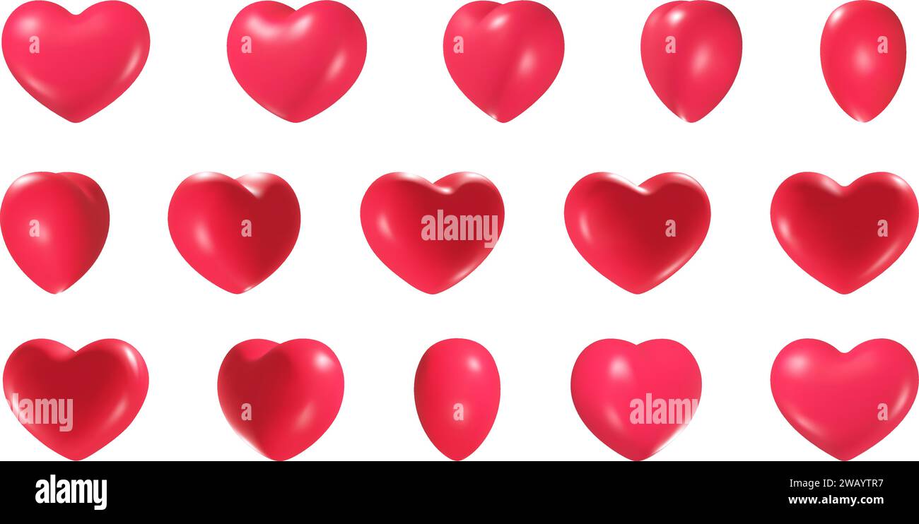 3d heart rotation. Isolated hearts shape animation for cartoon game ...