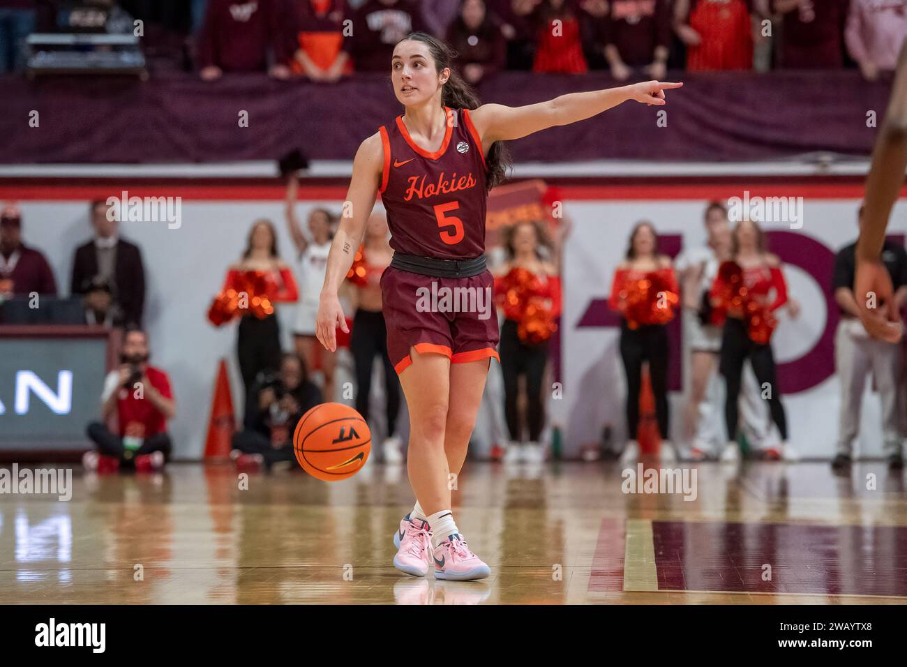 Virginia Tech's Georgia Amoore directs the offense during the second ...